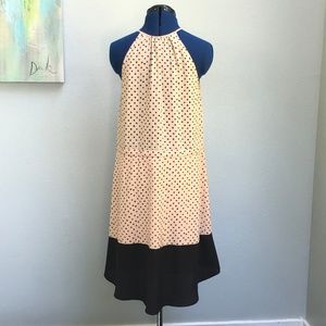 Bar III | Dresses | Bar Iii Pinkpeach And Black Halter Polka Dress ...